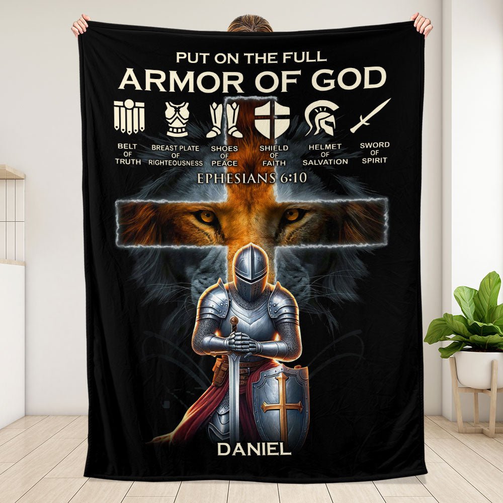 Armor Of God Lion Blanket - Personalized Blanket | Giftago