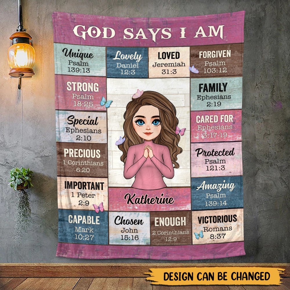 God Says I Am Pink - Personalized Blanket | Giftago